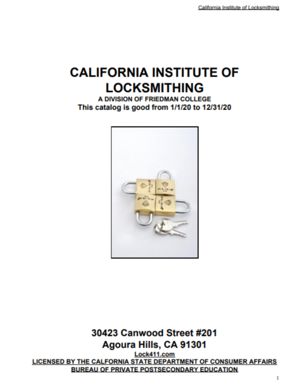 California Institute of Locksmithing - Certified & Professional ...