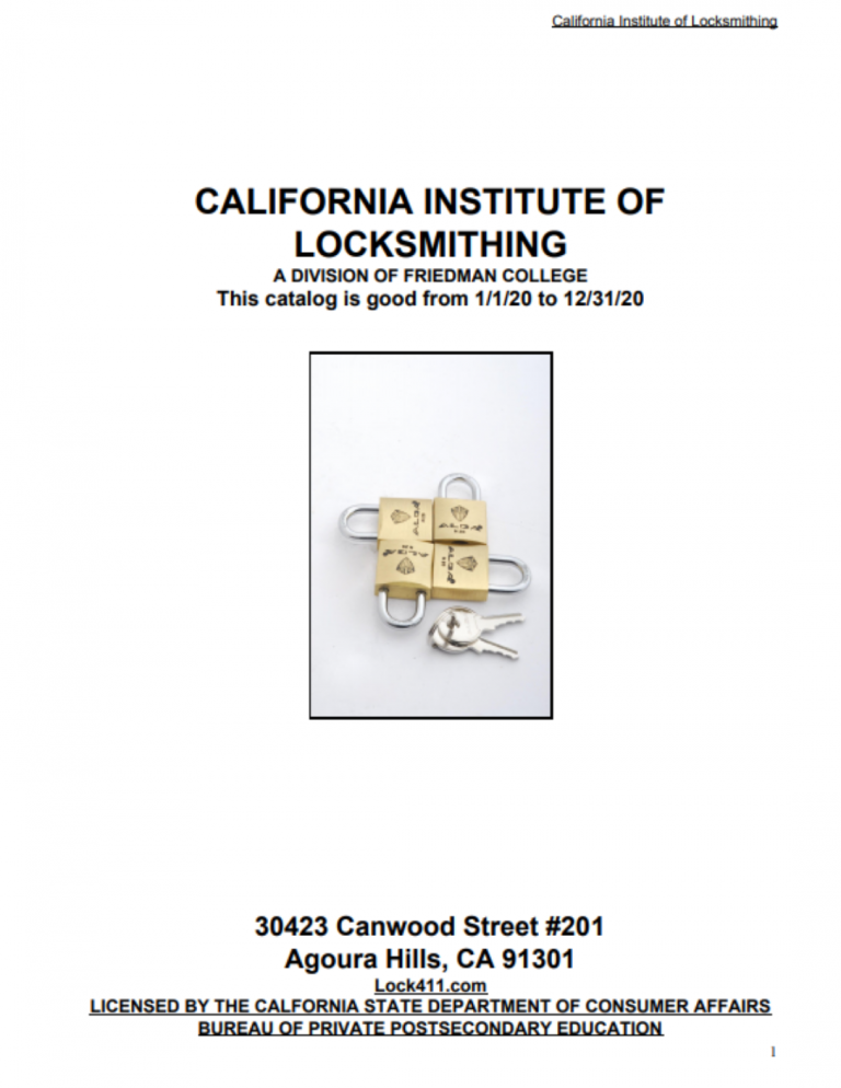 California Institute of Locksmithing - Certified & Professional ...